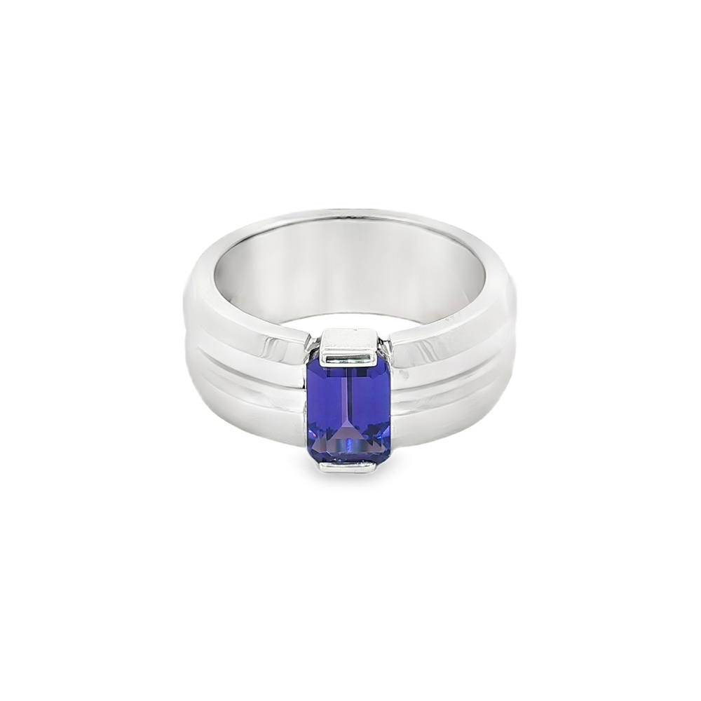 2.18 carats Intense bV / Violet Octagon shaped Tanzanite Ring Men's ...