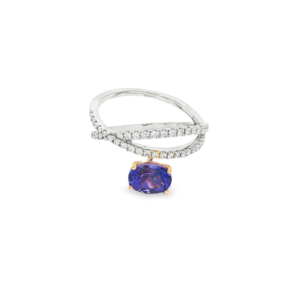 1.14 carats Intense bV / Violet Oval shaped Tanzanite Ring - The ...