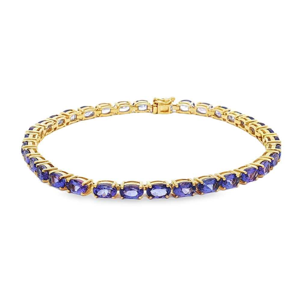 8.40 carats Intense bV / Violet Oval shaped Tanzanite Bracelet Tennis ...