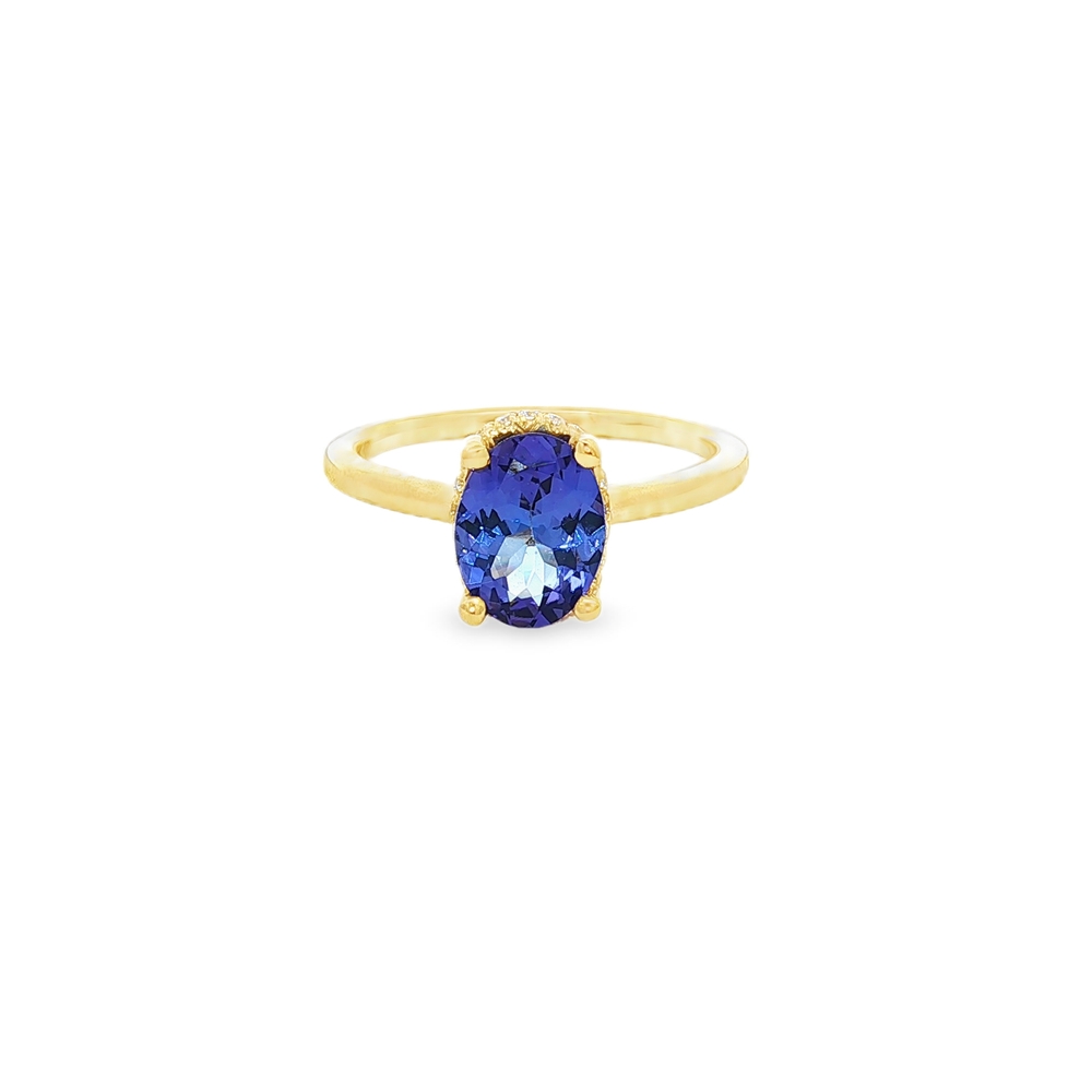 2.11 carats Intense vB / Blue Oval shaped Tanzanite Ring - The ...